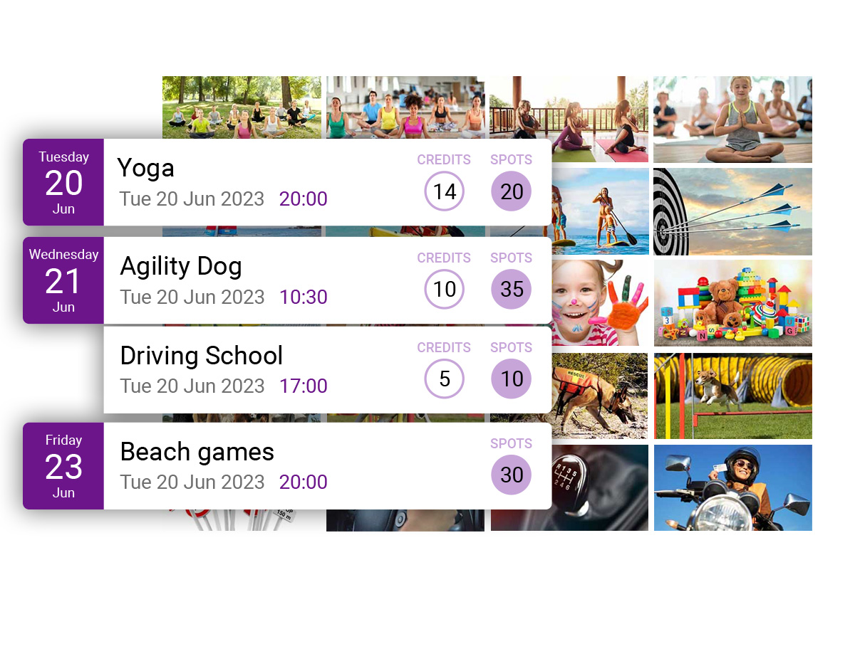 Booking system with app, for any activity.